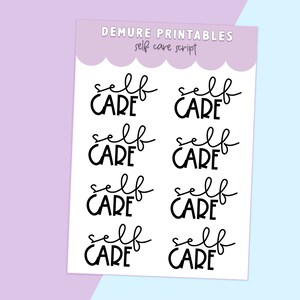 Self Care Printable Planner Script Stickers - Etsy