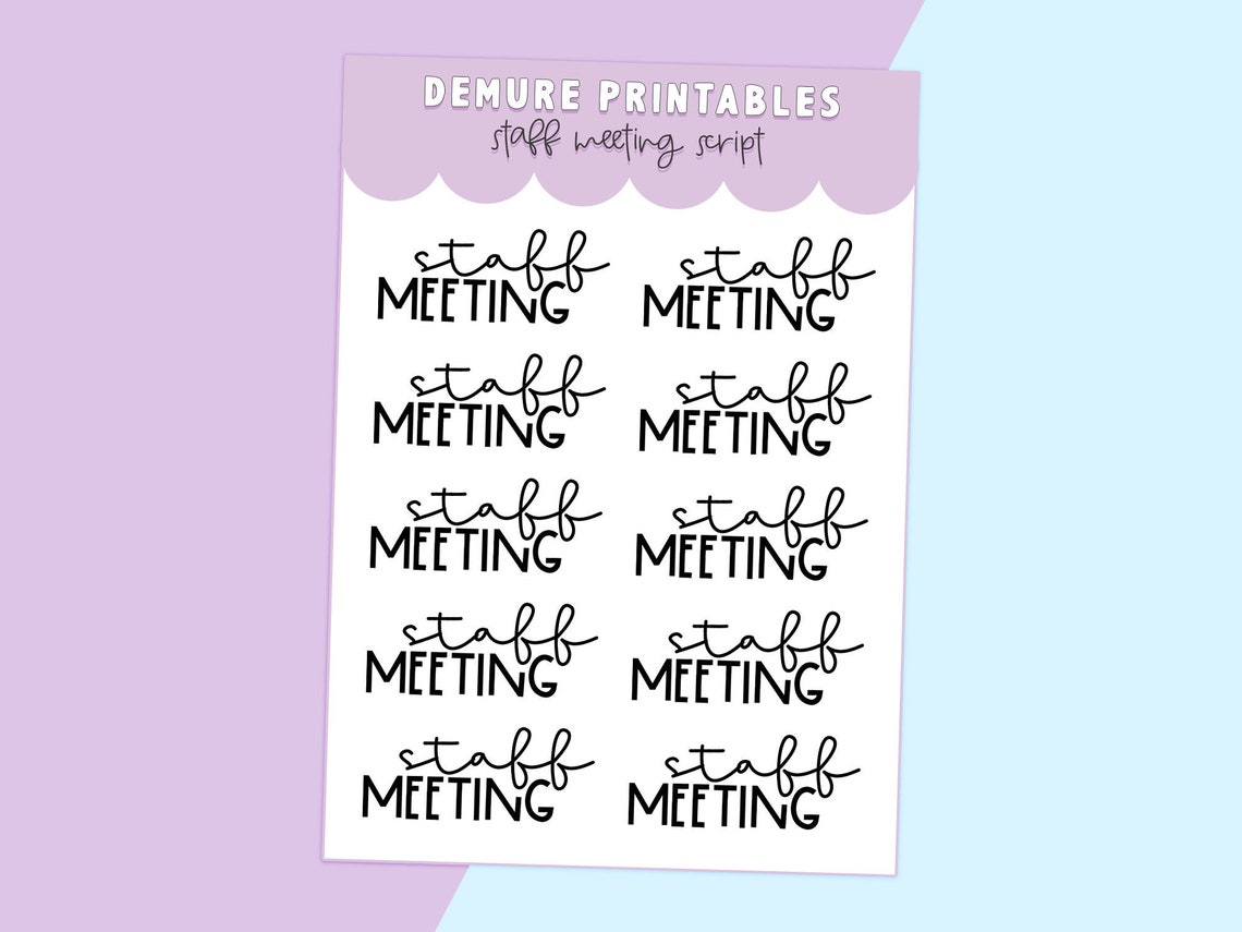 Staff Meeting PRINTABLE Script Planner Stickers for Work - Etsy