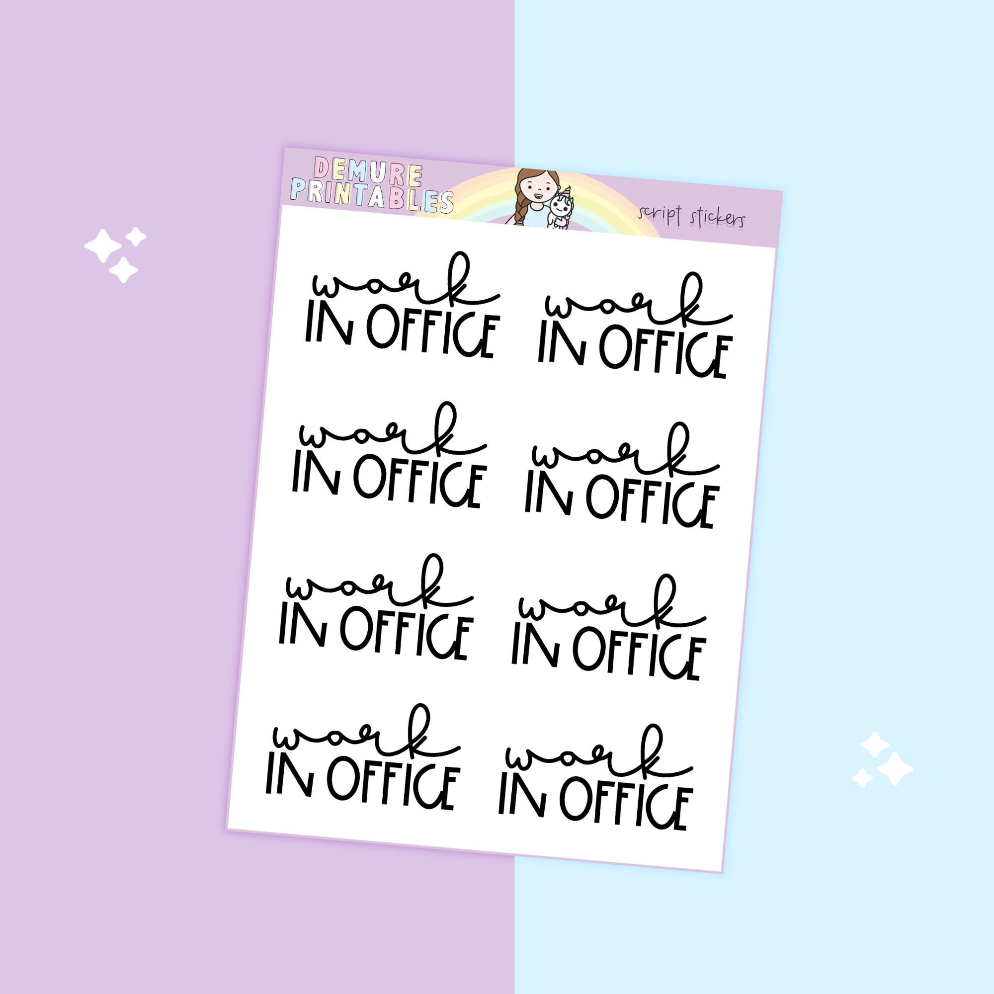 Work in Office PRINTABLE Script Planner Stickers, Functional Work - Etsy