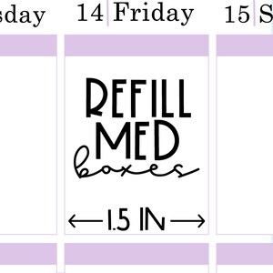 Refill Med Boxes PRINTABLE Script Planner Stickers, Health Reminder ...