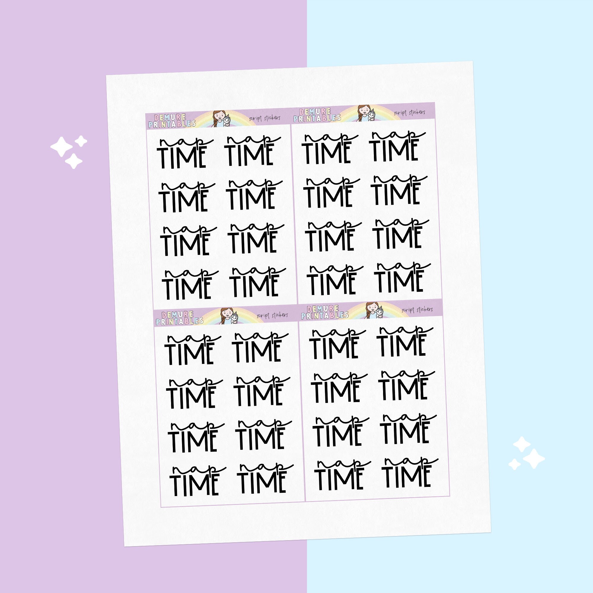 Nap Time PRINTABLE Script Planner Stickers - Etsy