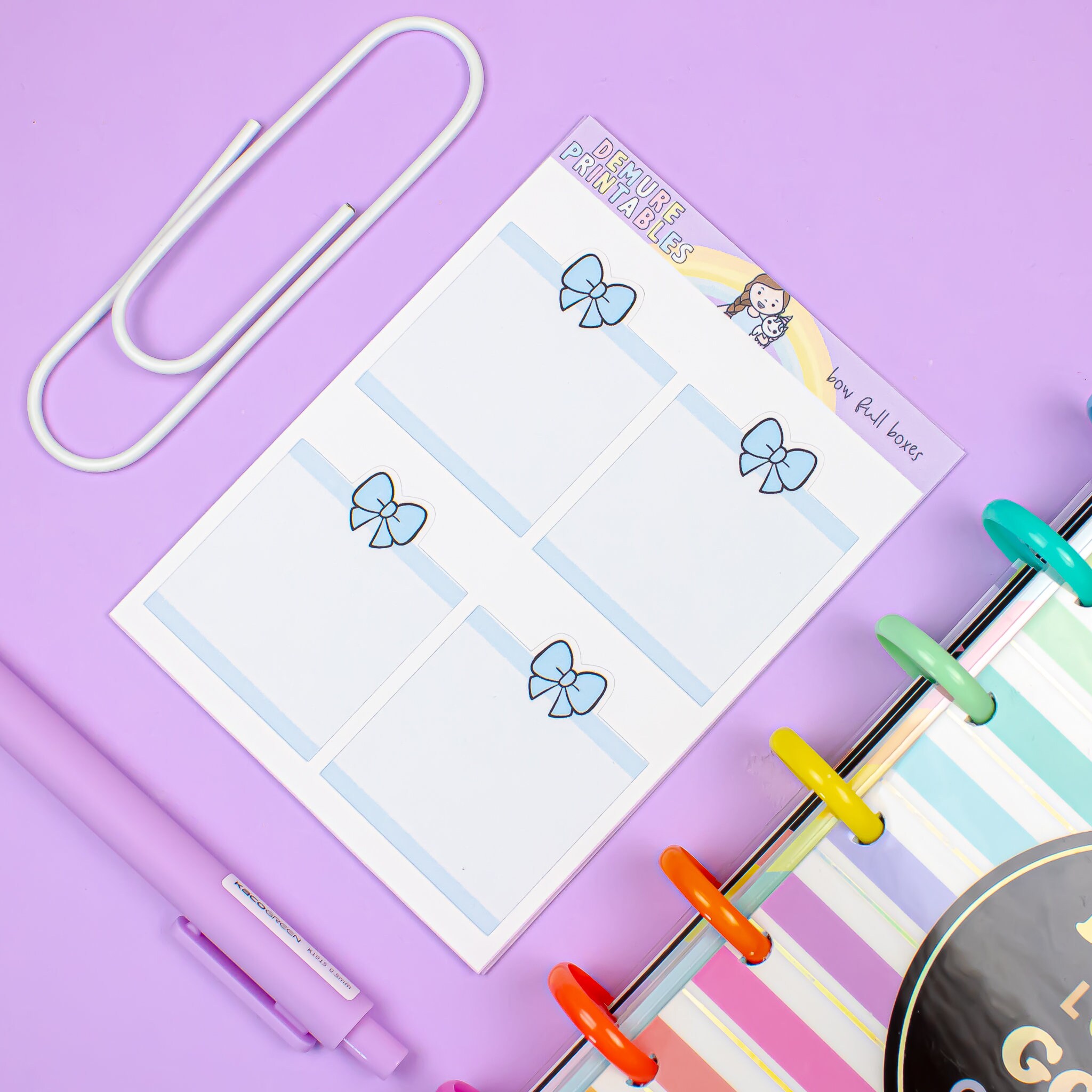 Paper Bow Quarter Boxes PRINTABLE Functional Planner Stickers for ...