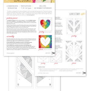 Love Story Paper Piecing Pattern - PDF Format - Etsy