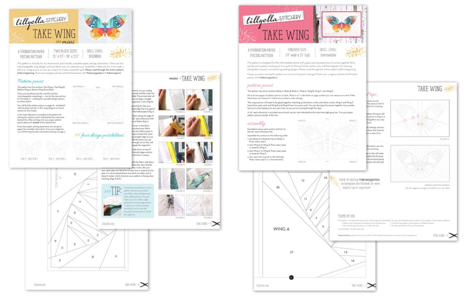 PATTERN BUNDLE Take Wing Original & Mini Paper Piecing - Etsy
