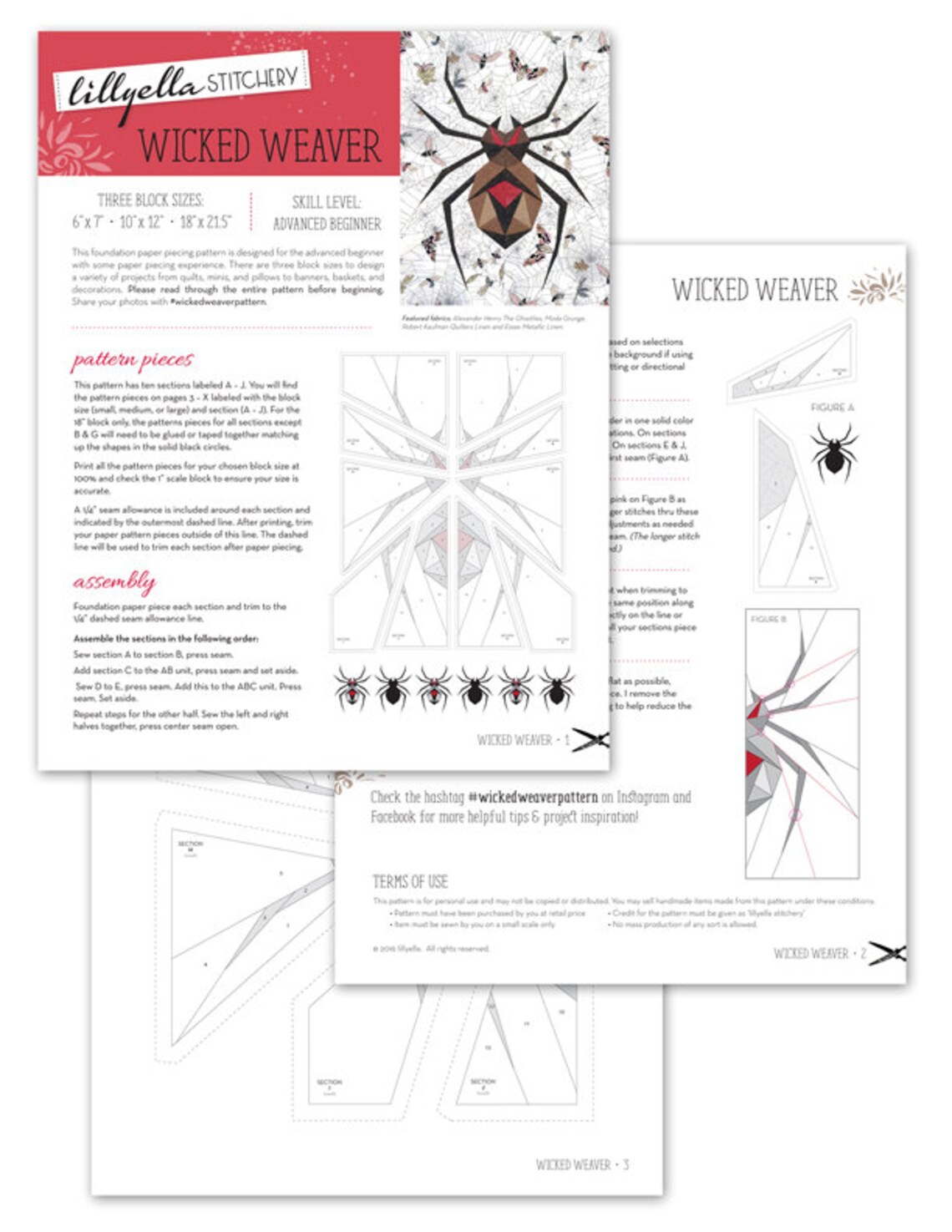 Wicked Weaver Paper Piecing Pattern PDF format | Etsy