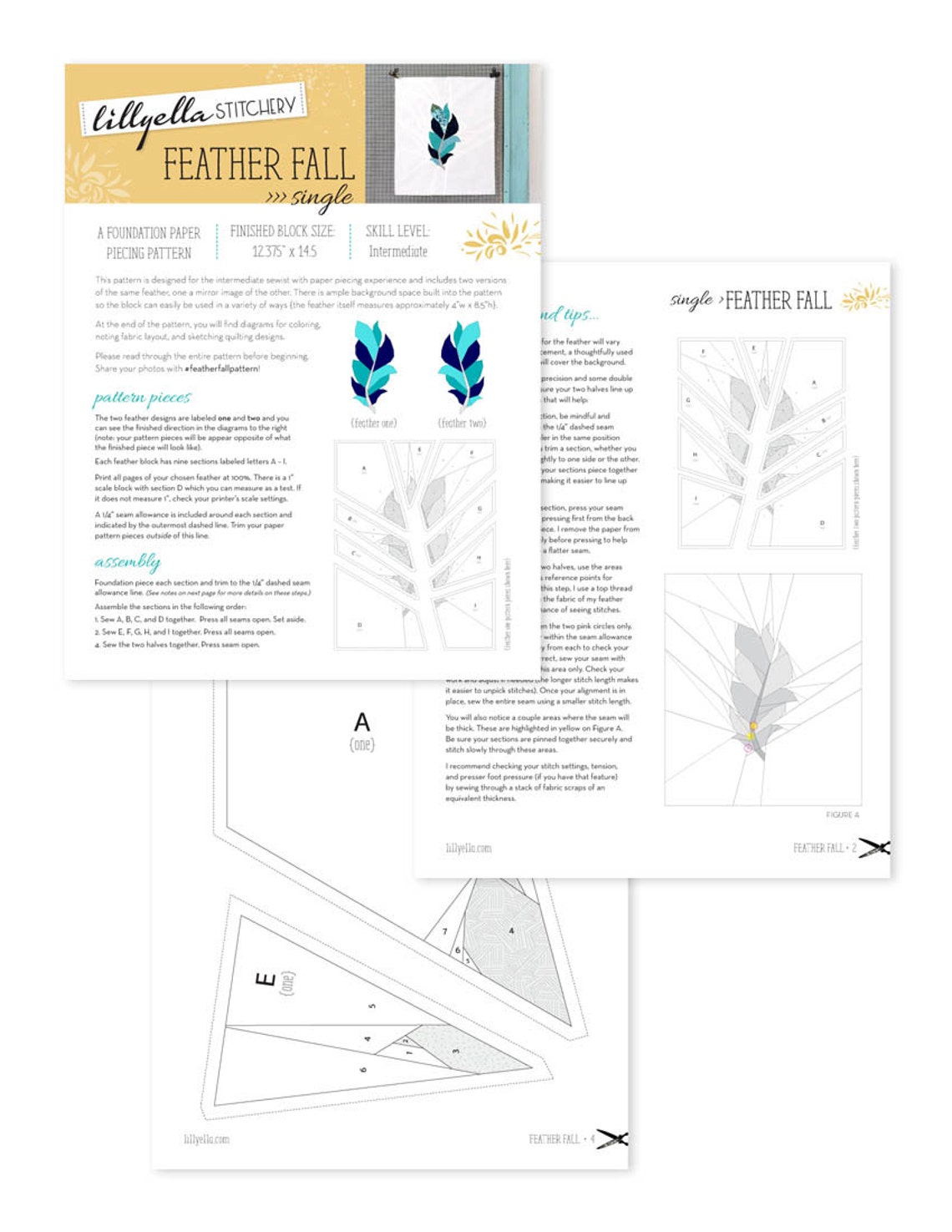 Feather Fall Single Block Paper Piecing Pattern - Etsy