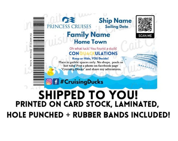 Cruising Ducks Princess INSTANT DOWNLOAD Tags Cruise Ship Rubber Duck ...