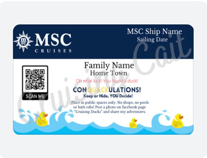 Customized Cruising Duck Tags: MSC Cruise Line - Etsy