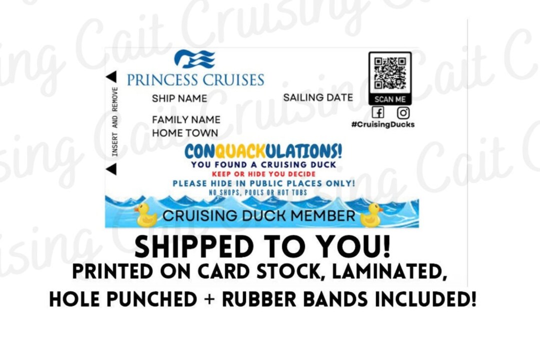 Set of Laminated Custom Cruising Duck Tags: Princess Cruise Sailing ...
