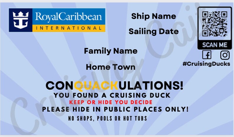 Set of Laminated Custom Cruising Duck Tags: Royal Caribbean Cruise Line ...