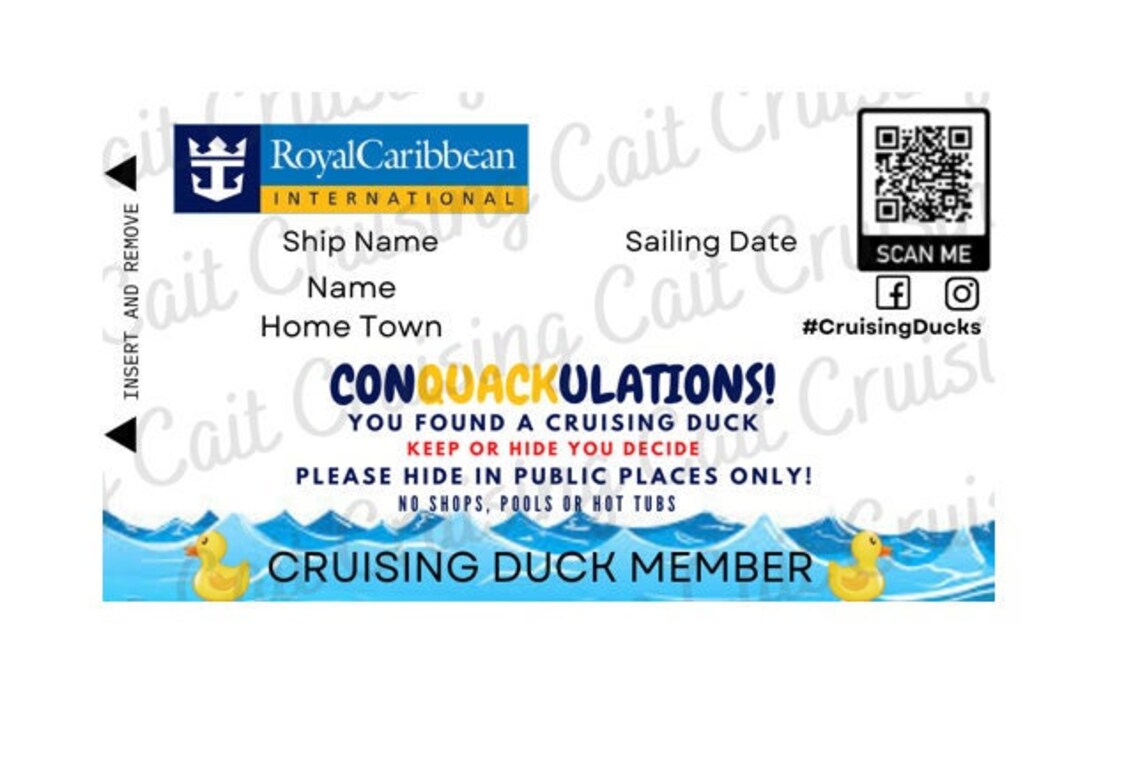 Customized Cruising Duck Tags: Royal Caribbean Sailing Card - Etsy