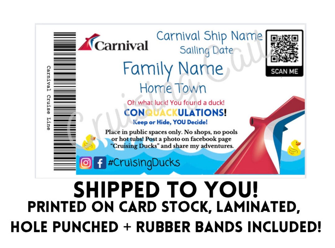 Set of Laminated Custom Cruising Duck Tags: Carnival Cruise - Etsy ...