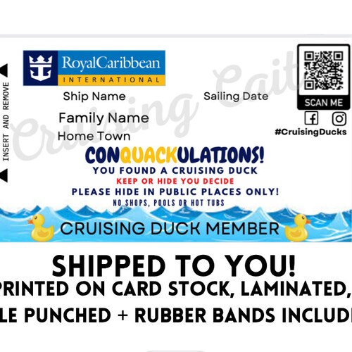 Set of Laminated Custom Cruising Duck Tags: Royal Caribbean - Etsy