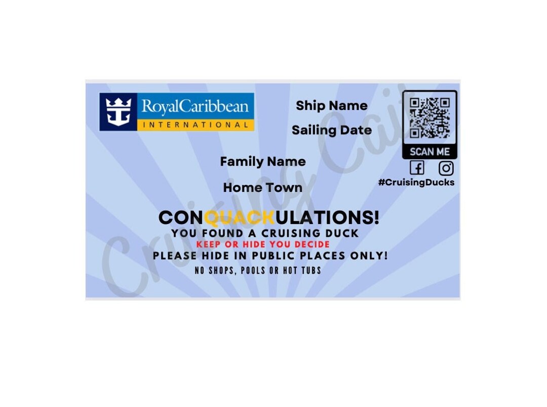 Customized Cruising Duck Tags: Royal Caribbean Tag - Etsy