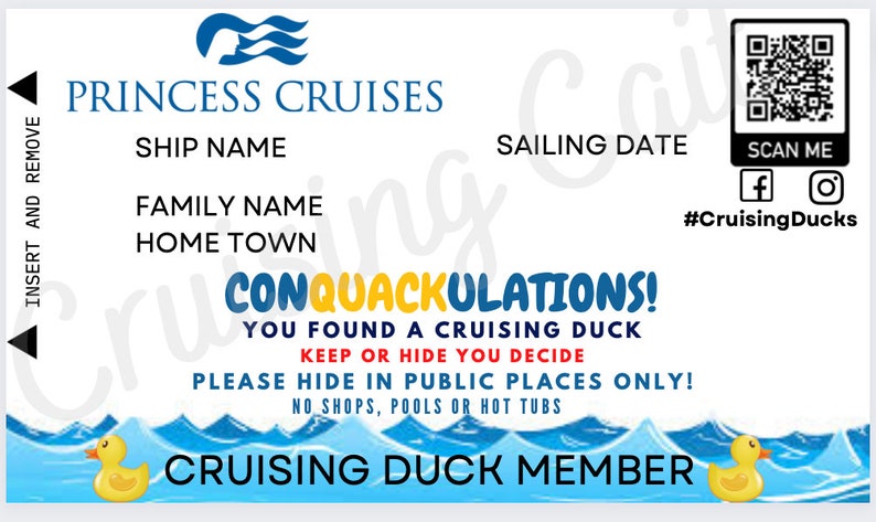 Customized Cruising Duck Tags: Princess Cruise Line - Etsy