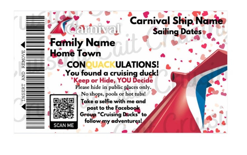 Customized Cruising Duck Tags: Carnival Cruise Valentines Day - Etsy