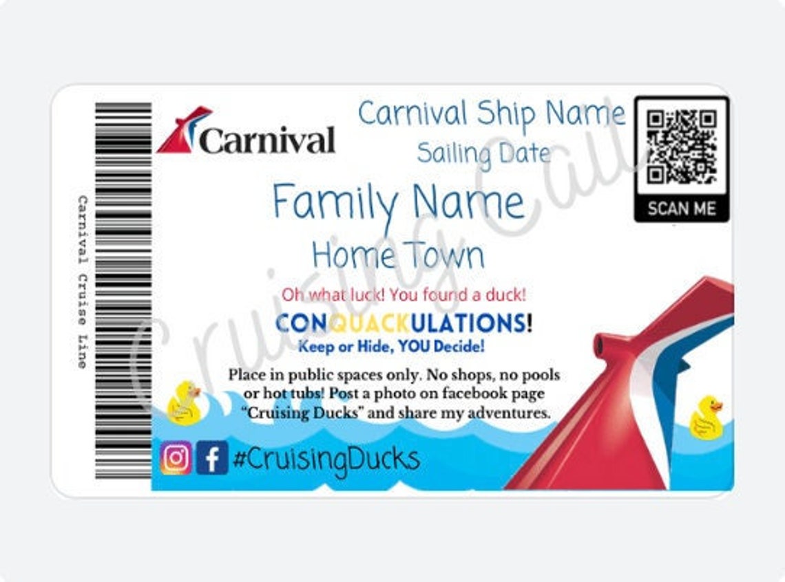 Customized Cruising Duck Tags: Carnival Cruise Line - Etsy