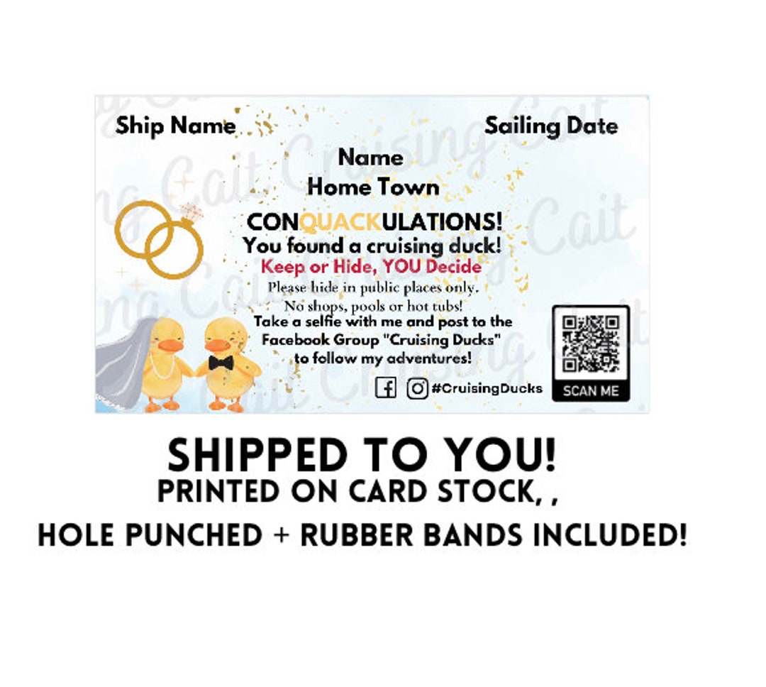 Set of Laminated Custom Cruising Duck Tags: Just Married SHIPPED to You ...
