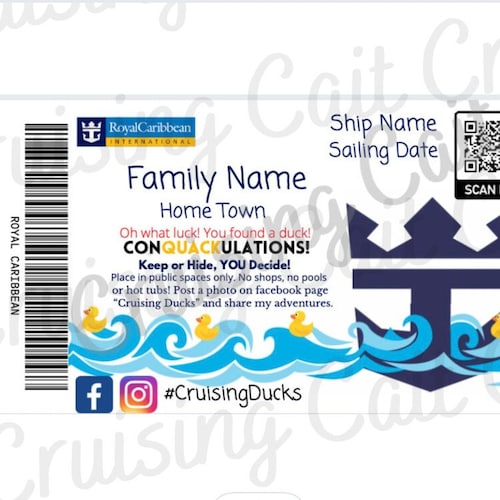 Cruising Duck Tags Royal Caribbean Cruise Duck Tags Template - Etsy