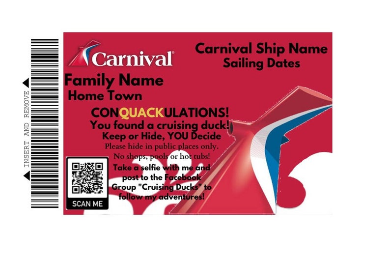 Customized Cruising Duck Tags: Carnival Cruise Line Red - Etsy