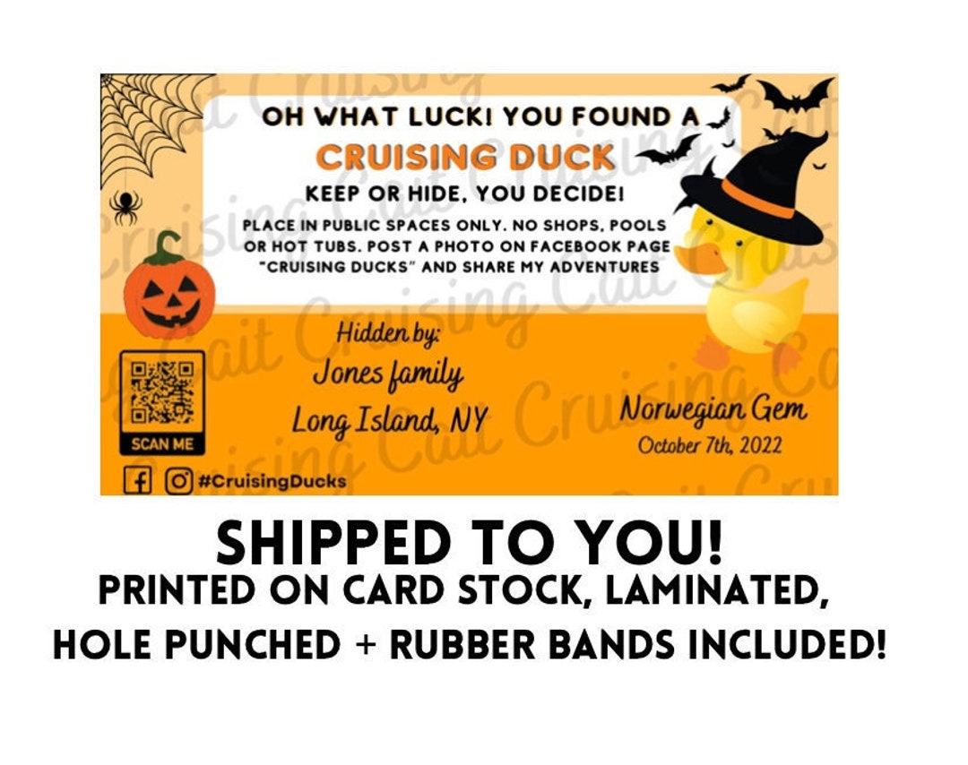 Set of Laminated Custom Cruising Duck Tags: Halloween Duck *SHIPPED to ...