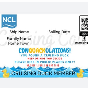 Customized Cruising Duck Tags: Norwegian Cruise Line NCL Sailing Card ...