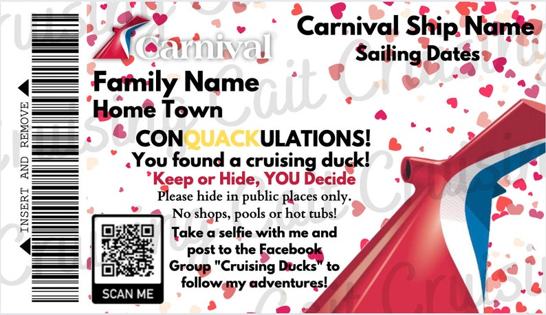 Customized Cruising Duck Tags: Carnival Cruise Valentines Day - Etsy