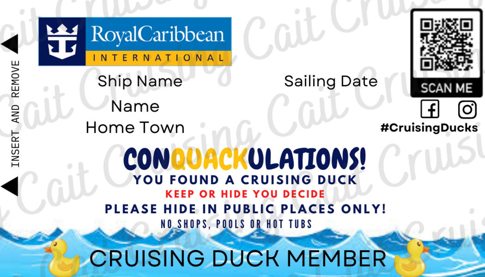 Customized Cruising Duck Tags: Royal Caribbean Sailing Card - Etsy