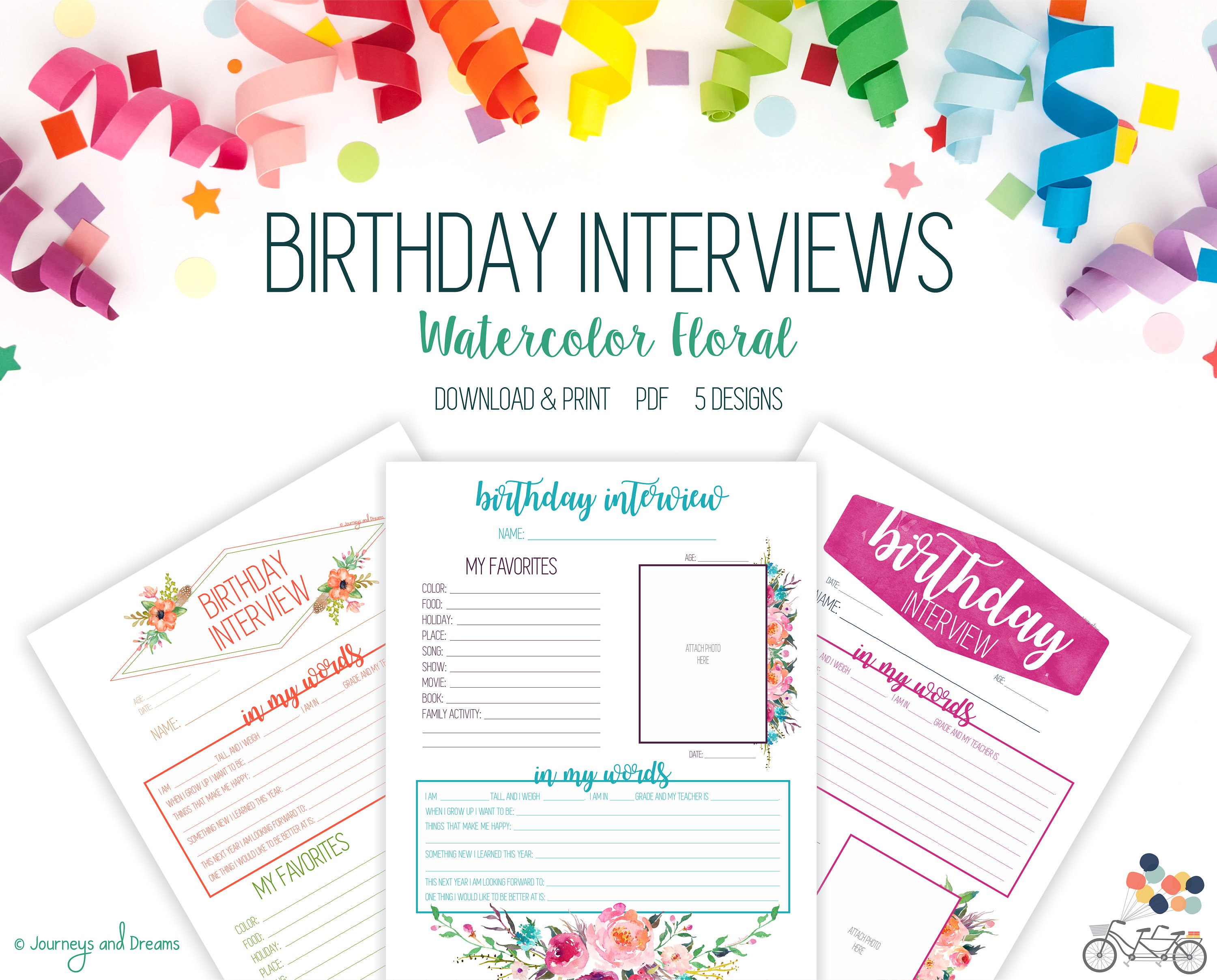 Birthday Interview . Birthday Memories . 8.5x11 . PRINTABLE. DIGITAL ...