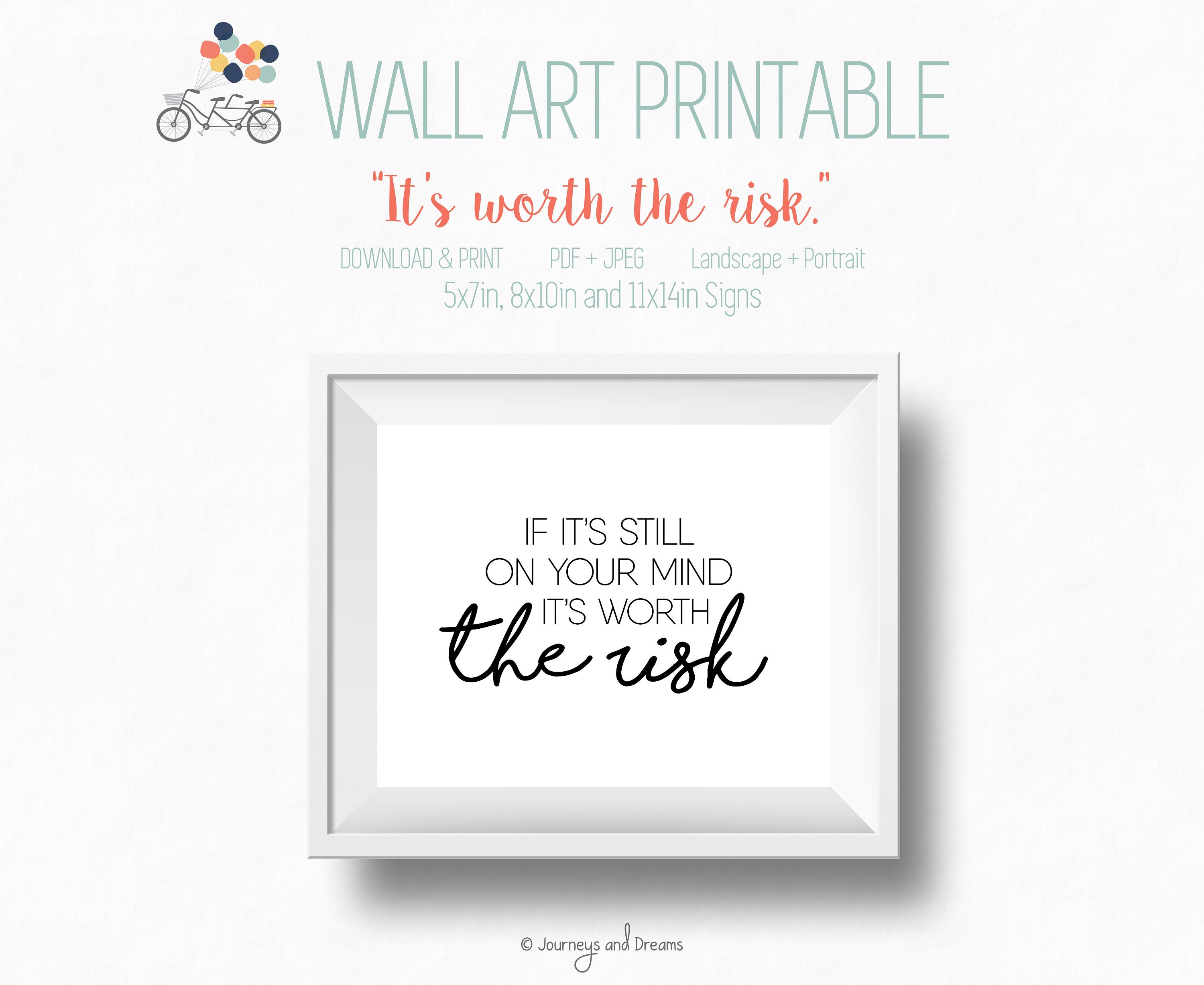 Worth the Risk . Wall Art . Typography . PRINTABLE . DIGITAL - Etsy