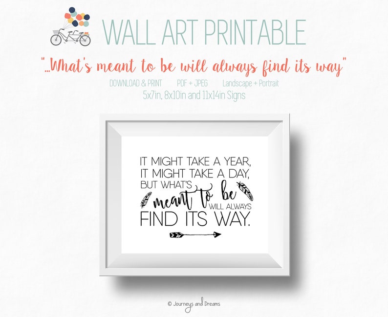 What's Meant to Be Will Always Find Its Way . Wall Art . Typography ...