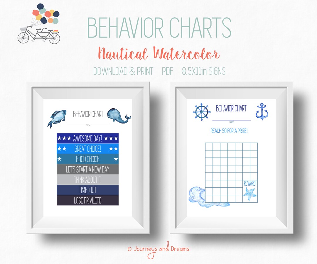 Behavior Chart . 8.5x11 Sign . PRINTABLE . DIGITAL DOWNLOAD . Nautical ...