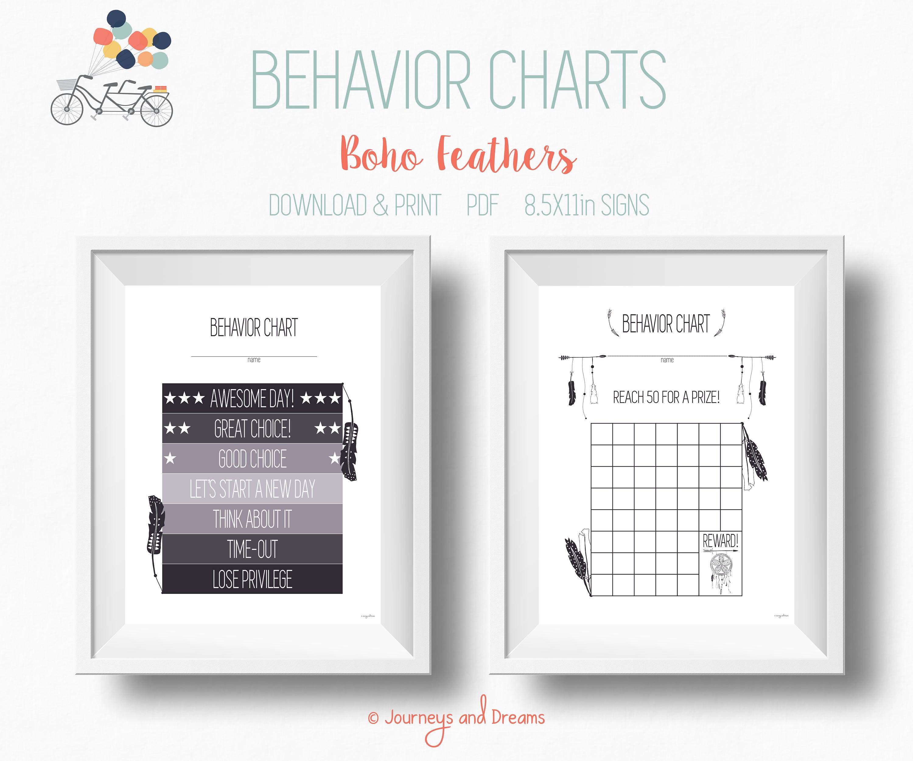 Behavior Chart . 8.5x11 Sign . PRINTABLE . DIGITAL DOWNLOAD . Boho ...