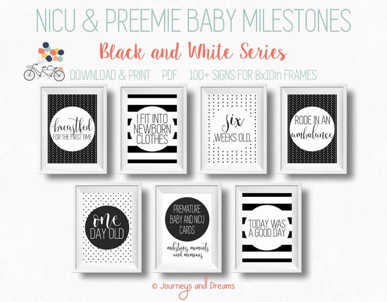 NICU, Preemie, Foster/adoptive Baby Milestone Signs . 100+ Signs . 8x10 ...