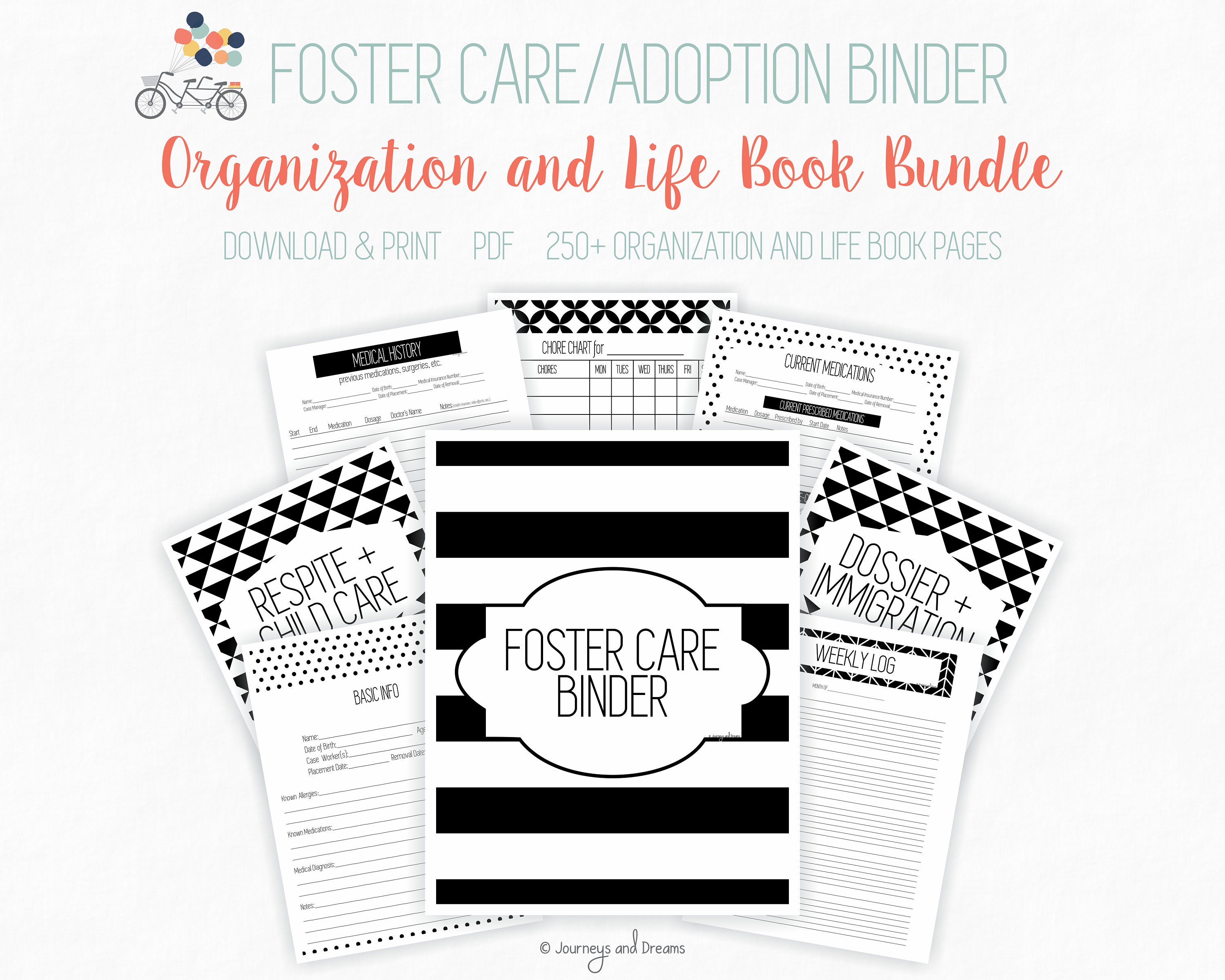 Paper & Party Supplies 250+ Pages Foster Care Adoption Bundle Binder ...