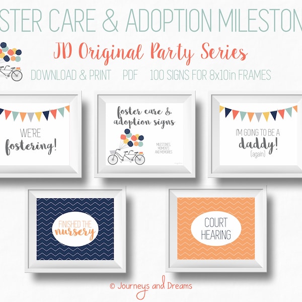 Foster Care / Adoption Milestone Sign Single Parent . 100 Signs . 8x10 ...