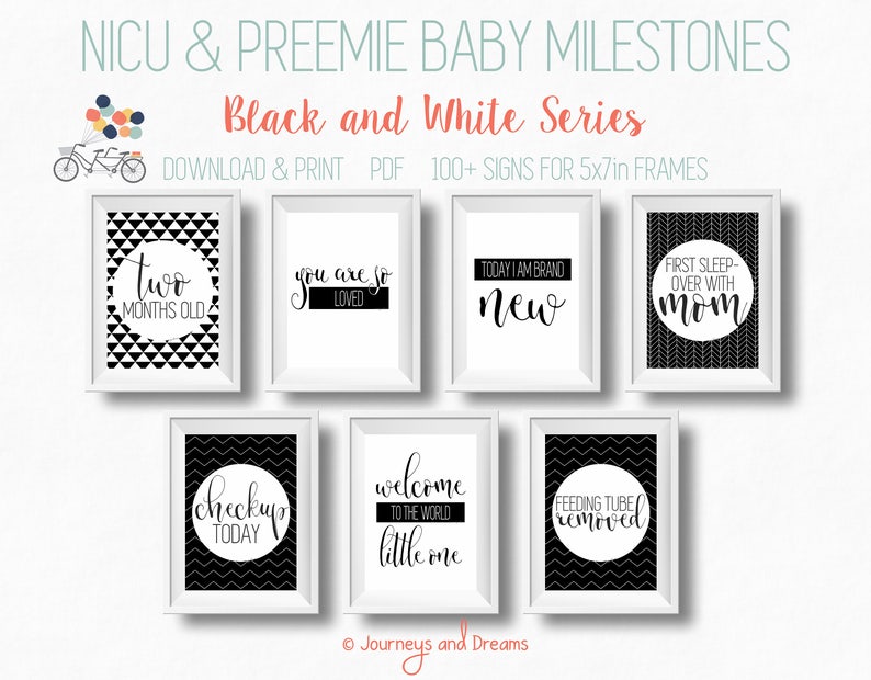 NICU, Preemie, Foster/adoptive Baby Milestone Signs . 100+ Signs . 5x7 ...