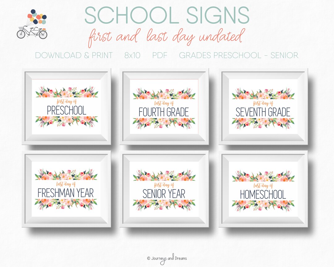 School Signs . First + Last Day of School Signs . 8x10 . Photo Prop ...