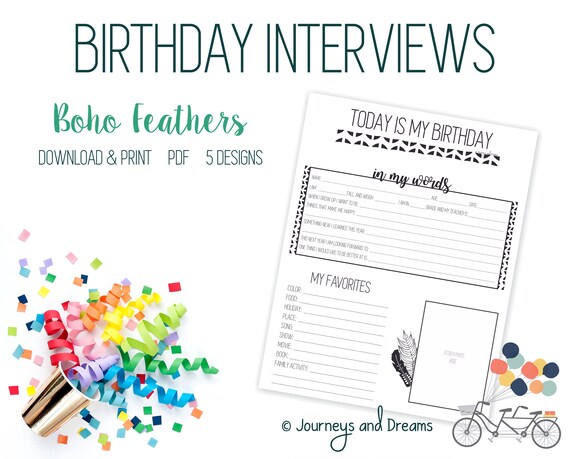 Birthday Interview . Birthday Memories . 8.5x11 . PRINTABLE. | Etsy