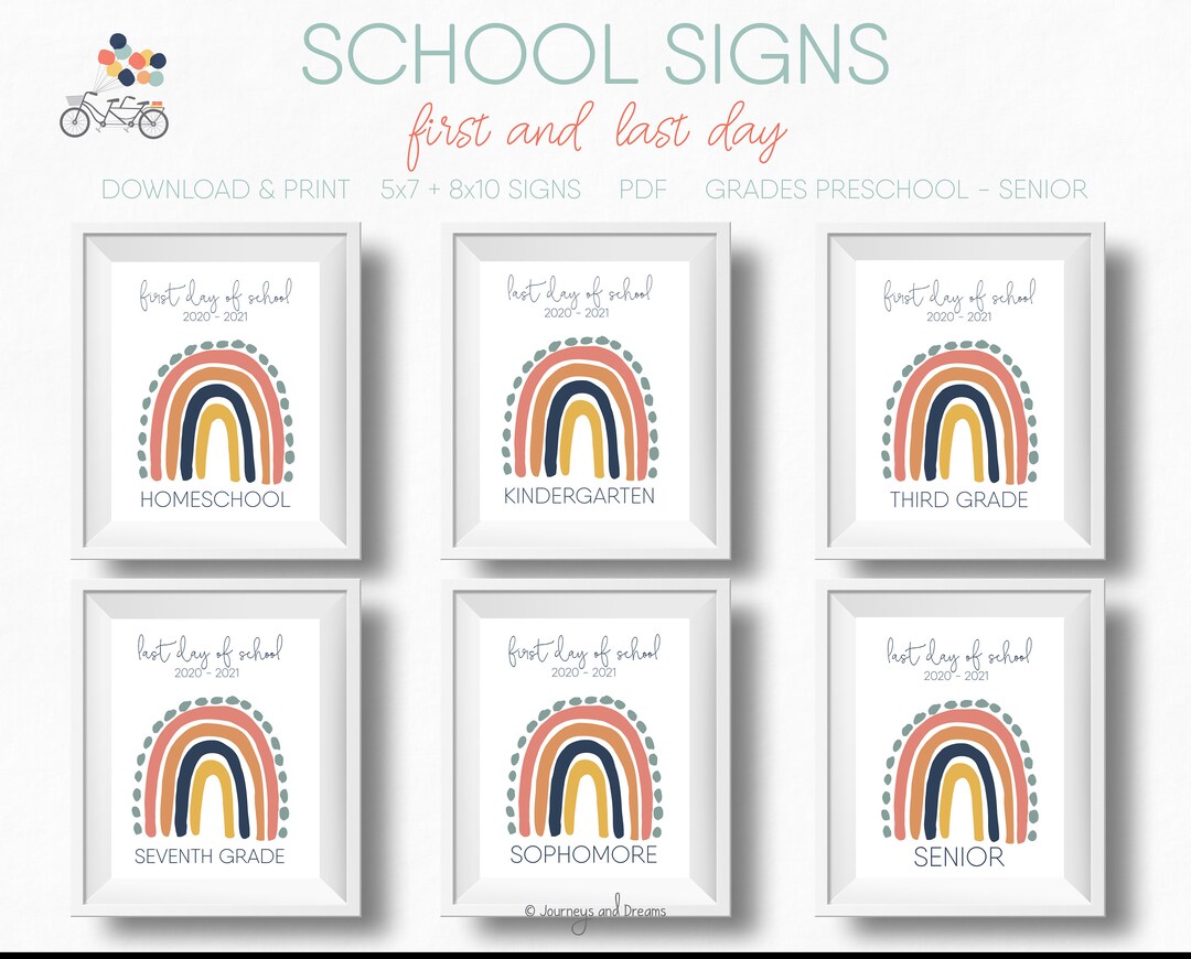 School Signs . First + Last Day of School Signs . 8x10 . Photo Prop ...