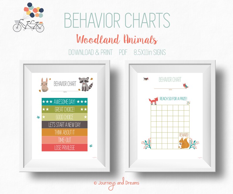 Behavior Chart . 8.5x11 Sign . PRINTABLE . DIGITAL DOWNLOAD . Woodland ...