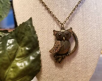 Antique copper owl jewelry set copper owl necklace with | Etsy