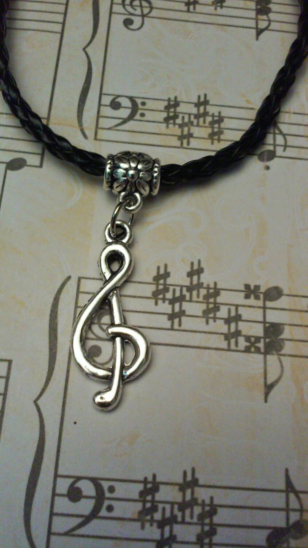 Treble Clef Necklace, Choker, Music Note Necklace, Treble Clef Charm ...