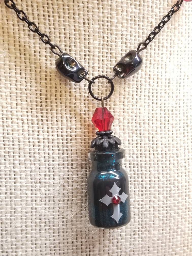 Vial Necklace Gothic Mystical Black Vial Pendant Black Goth - Etsy