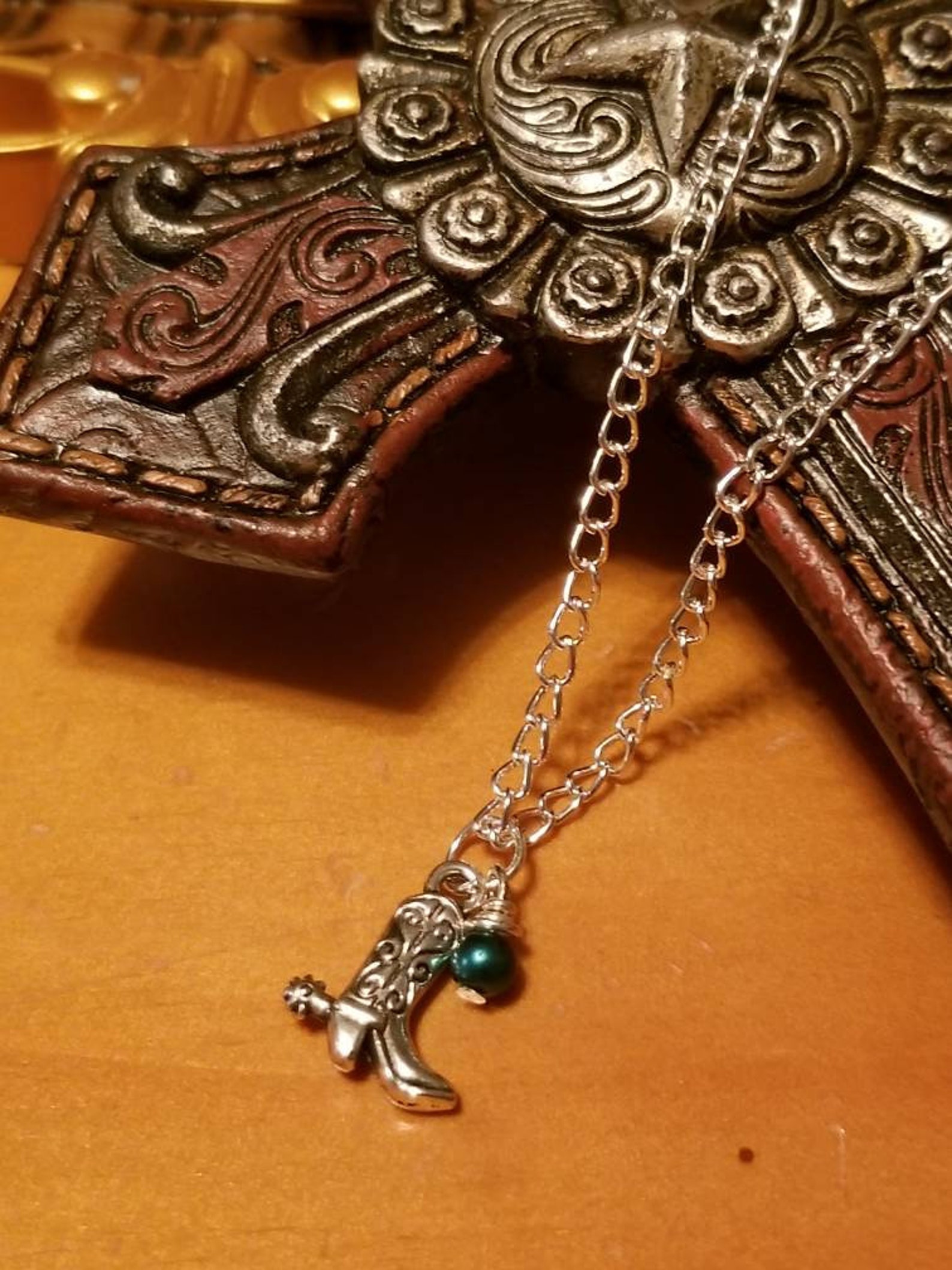 Collier occidental de botte de cowgirl, collier de charme de botte de ...