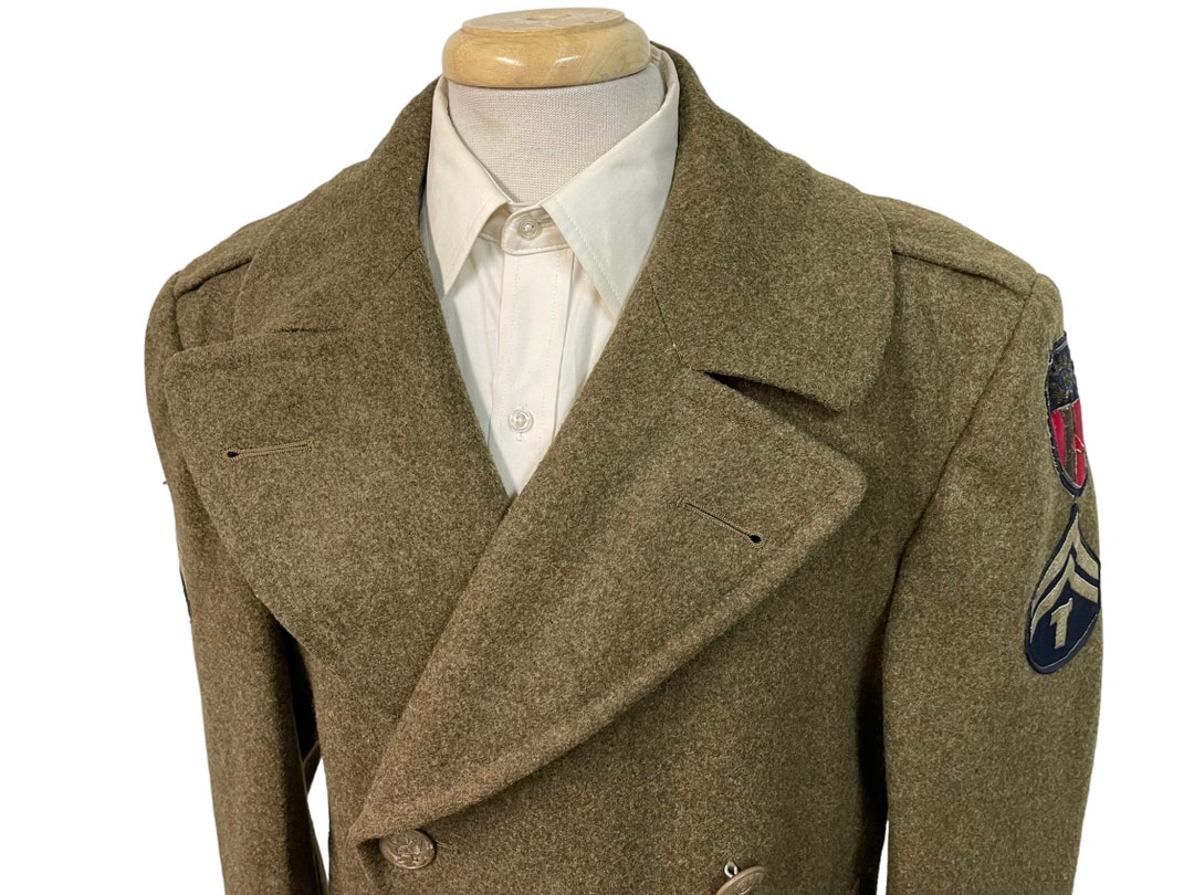 Vintage WW2 Army AF Officer's Overcoat 40 S ~ Theater Made Patches ...