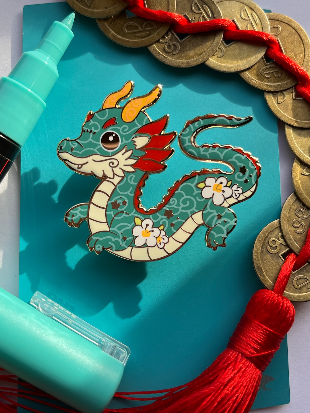 Blue Chinese Dragon Hard Enamel Pins | Dragon | Hard Enamel Pins - Etsy