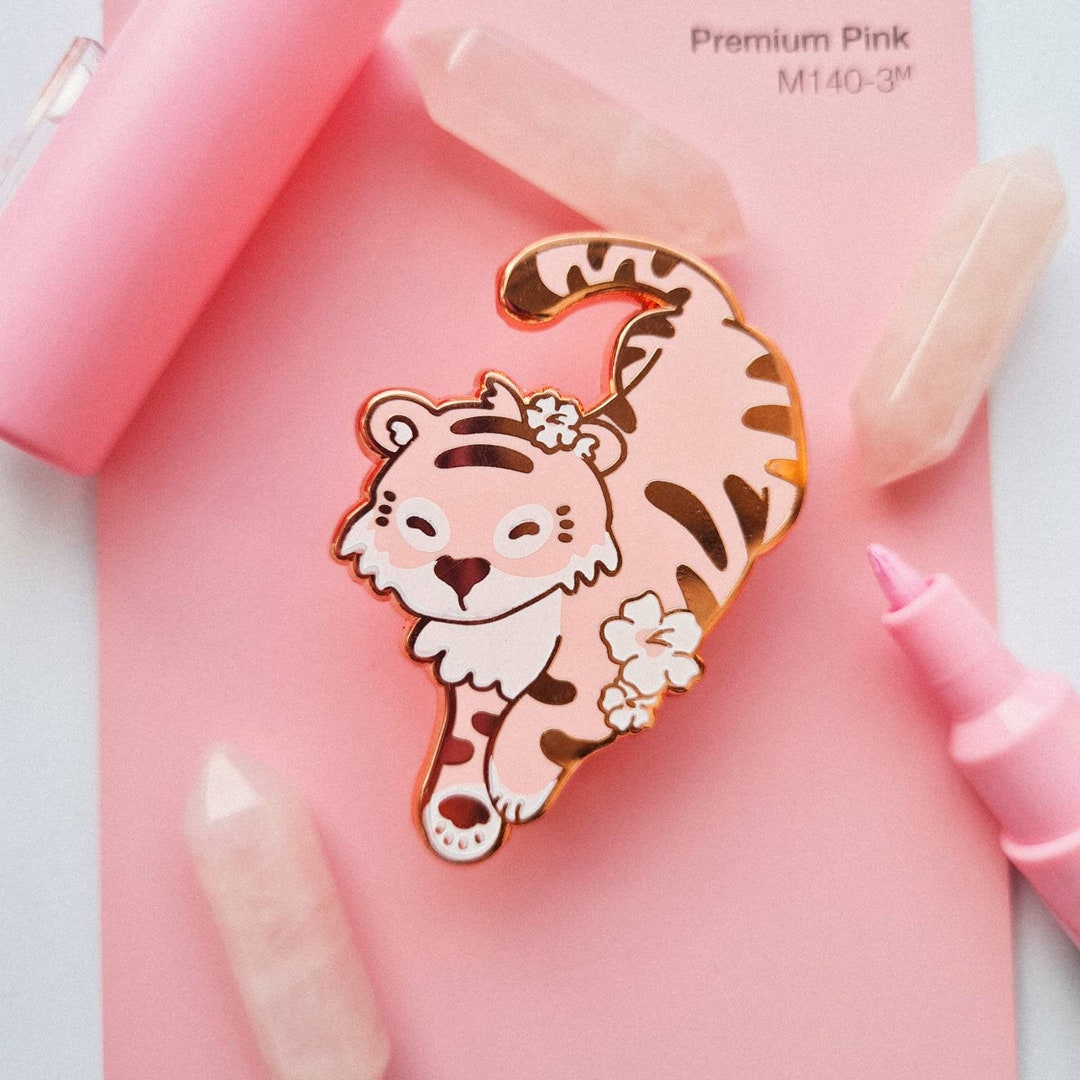 Pink Chinese Tiger Hard Enamel Pins | Tigers | Hard Enamel Pins - Etsy