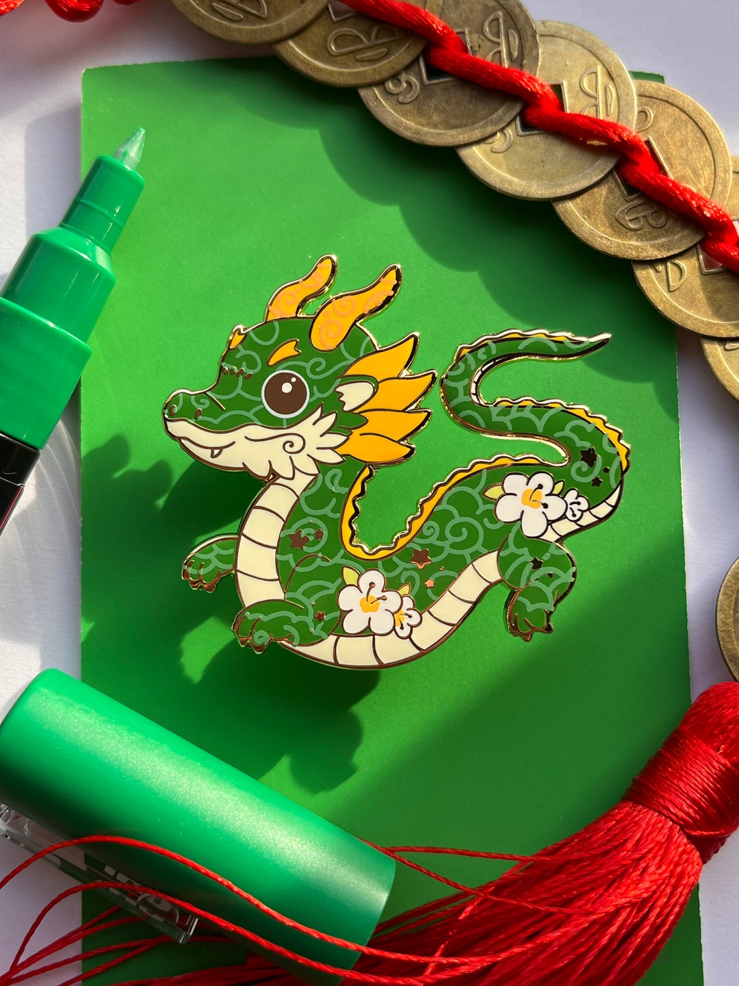 Emerald Green Chinese Dragon Hard Enamel Pins | Dragon | Hard Enamel ...