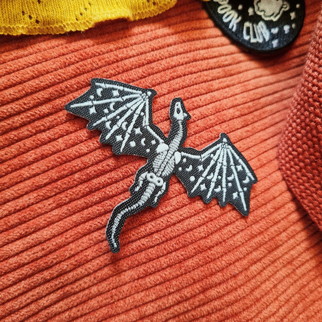 3 Inch Glow in the Dark Skeleton Dragon Woven Patch | Patch | Dragon Patch | Fabric Patch - Etsy